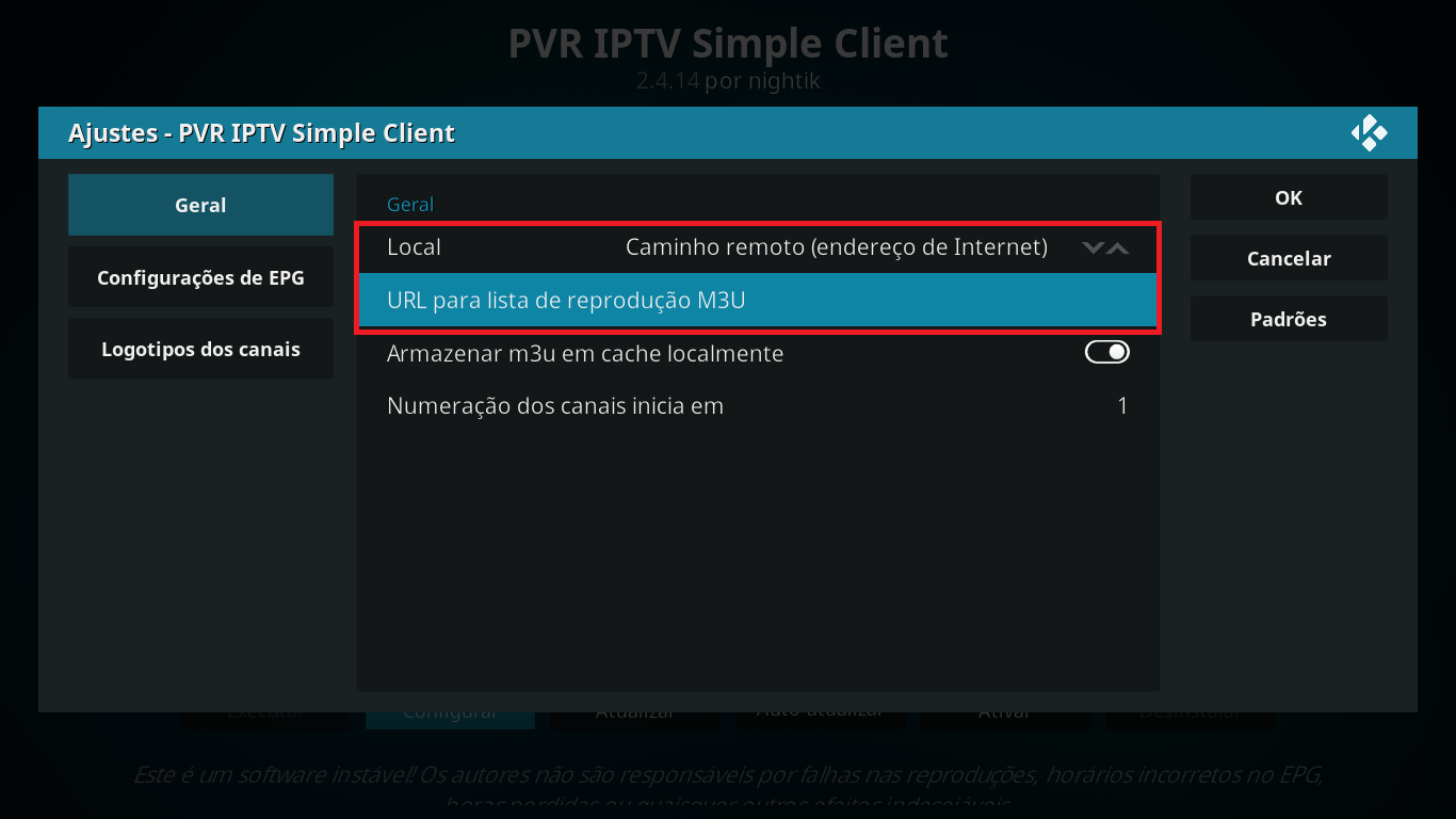 ADICIONAR LISTA IPTV NO KODI :: IPTVzão